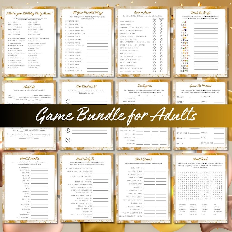 Birthday Party Games for Adults Printable | Fun Girls Night & Birthday ...