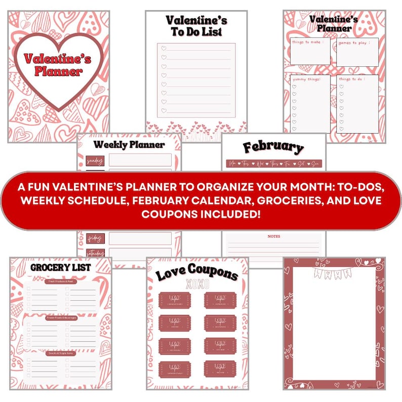Valentine’s Planner Printable | February Weekly Planner + to Do List ...