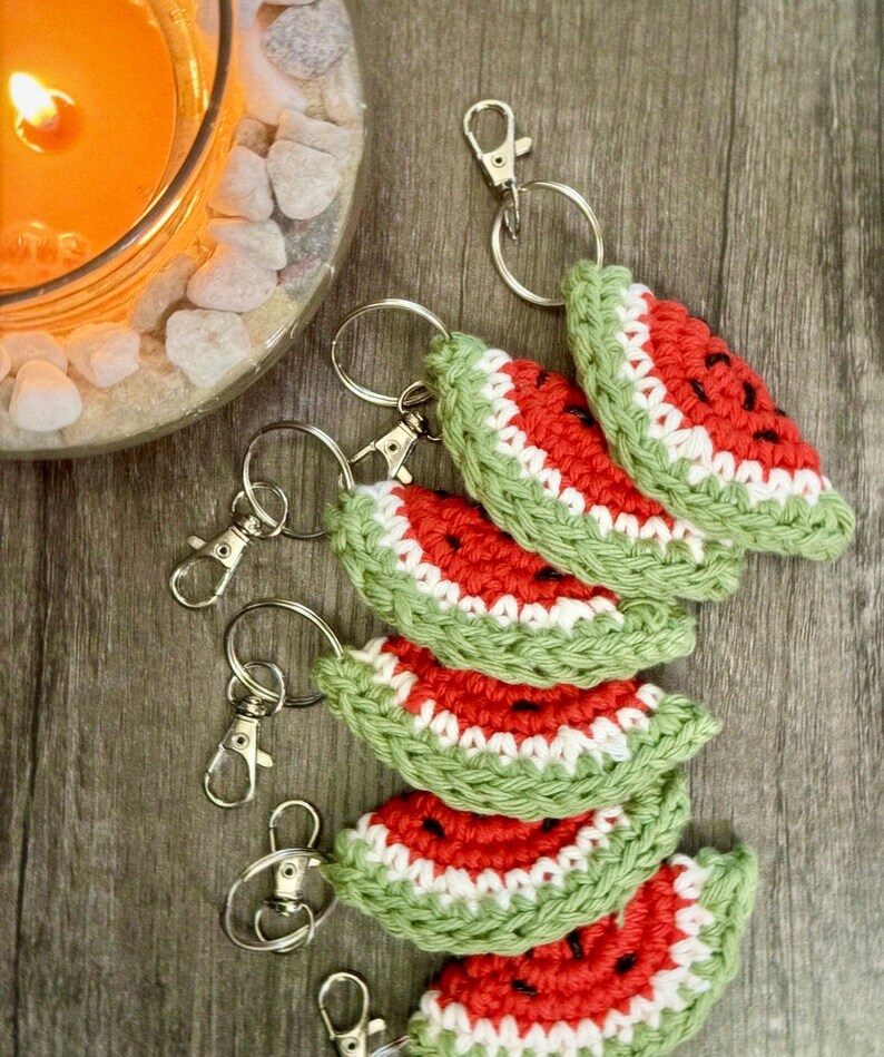 Handmade Crochet Watermelon Keychain - Support Palestine - Etsy