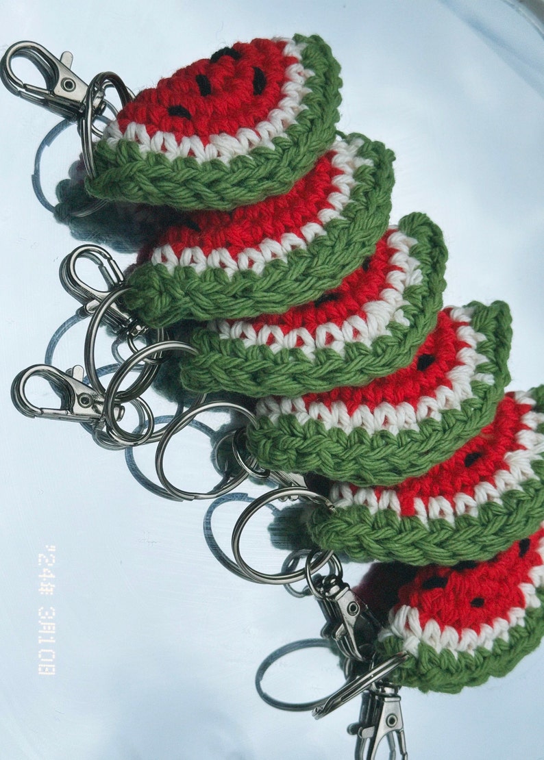 Handmade Crochet Watermelon Keychain - Support Palestine - Etsy