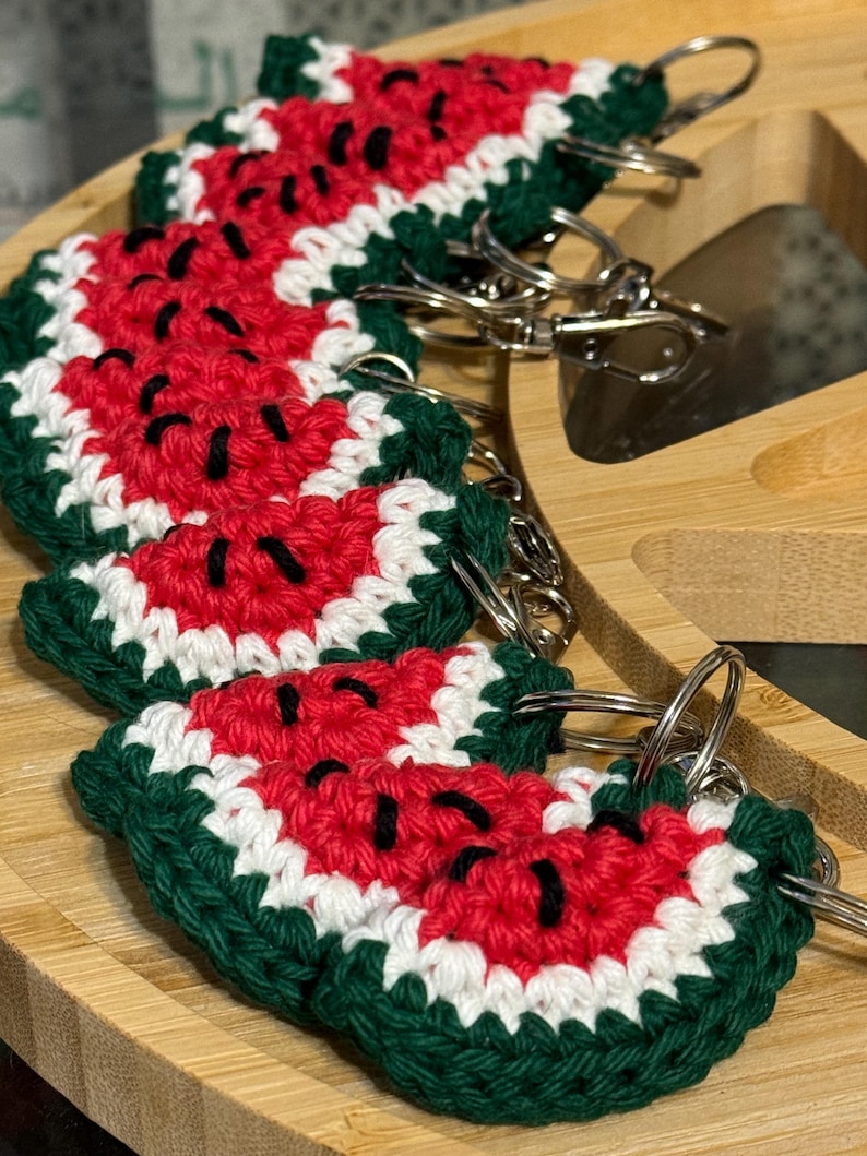 Handmade Crochet Watermelon Keychain - Support Palestine - Etsy