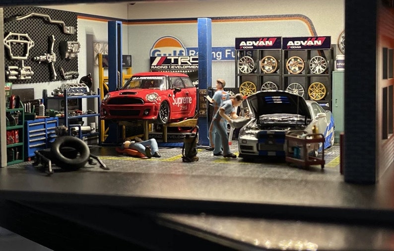1:64 Gulf Fleet Showroom Miniature Building Model, Model Car Storage ...