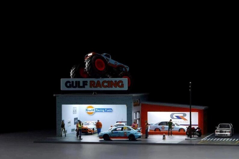 1:64 Gulf Fleet Showroom Miniature Building Model, Model Car Storage ...
