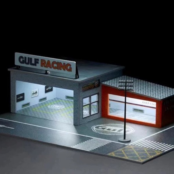 1:64 Gulf Fleet Showroom Miniature Building Model, Model Car Storage ...
