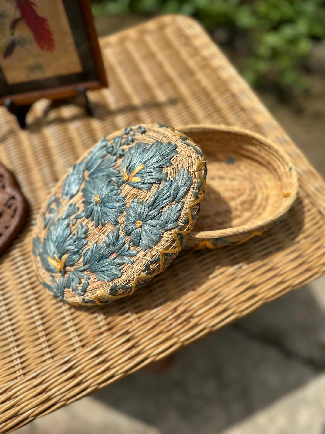 Vintage WOVEN TRINKET BOX Seagrass Wicker Basket Tropical Boho - Etsy