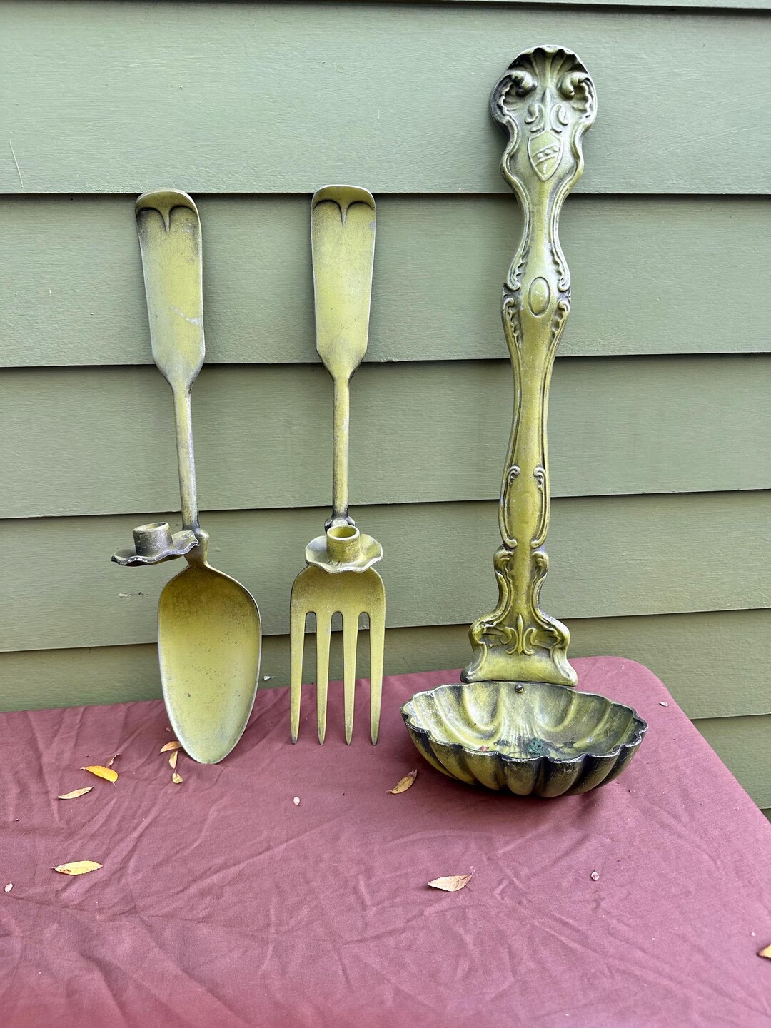 Vintage Mid-century Decorative HUGE SPOON FORK Ladle Wall Hanging Set ...