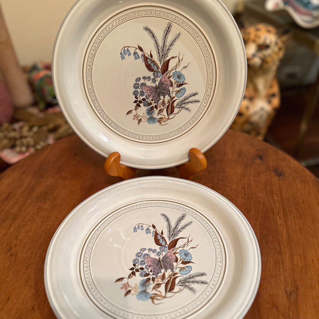 DENBY ENGLAND Stoneware LORRAINE Pattern Dinner Plates 2pcs Vintage 60s ...
