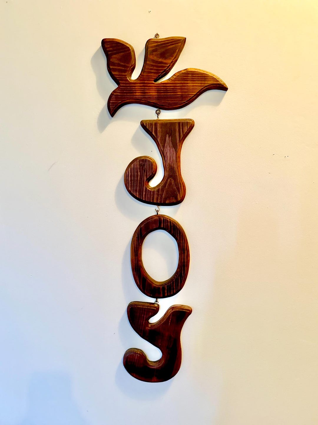 Vintage WOOD Christmas Hanging JOY SIGN 60s 70s Boho - Etsy
