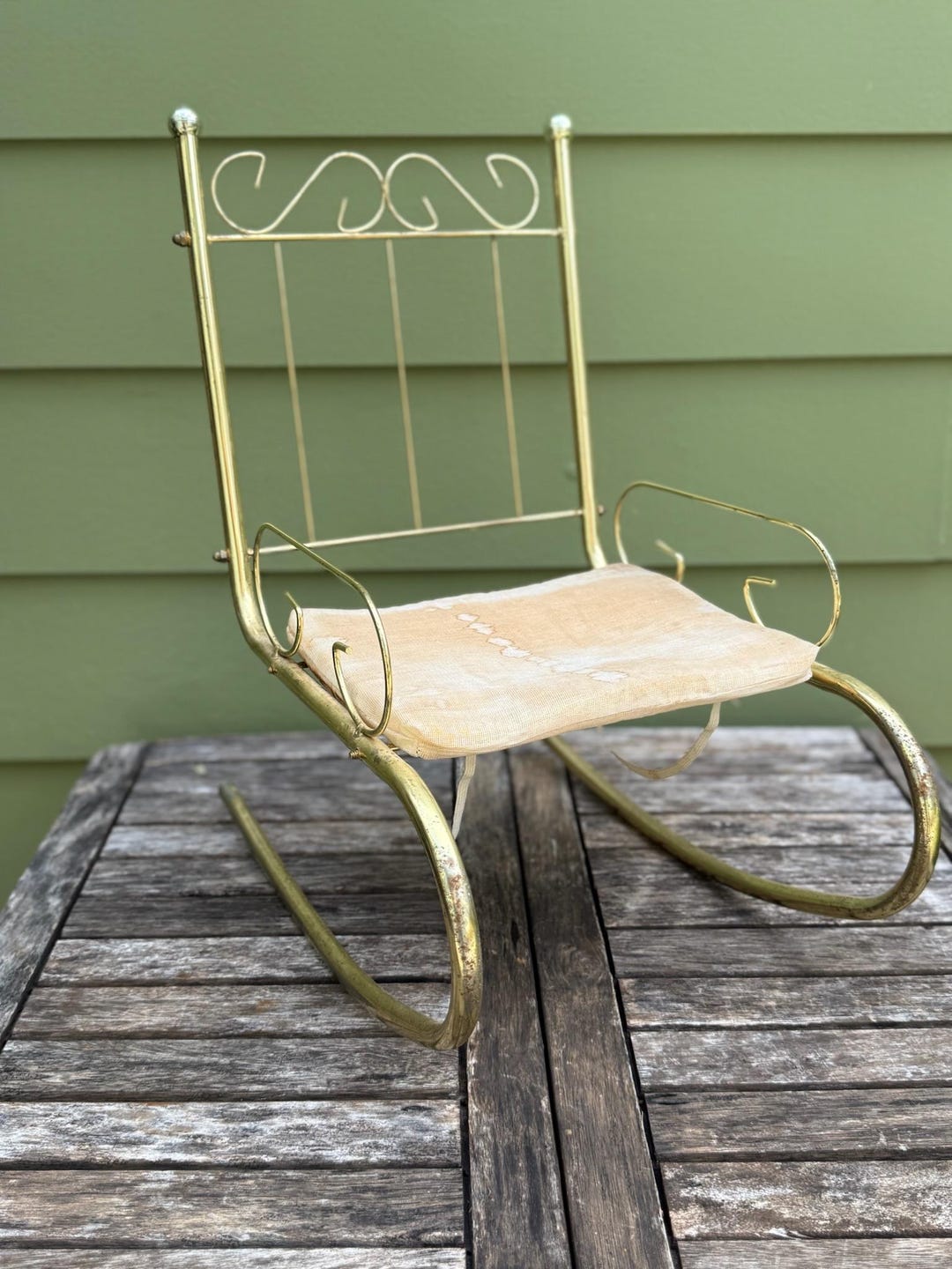 Vintage Gold Brass Doll Furniture Rocking Chair - Etsy