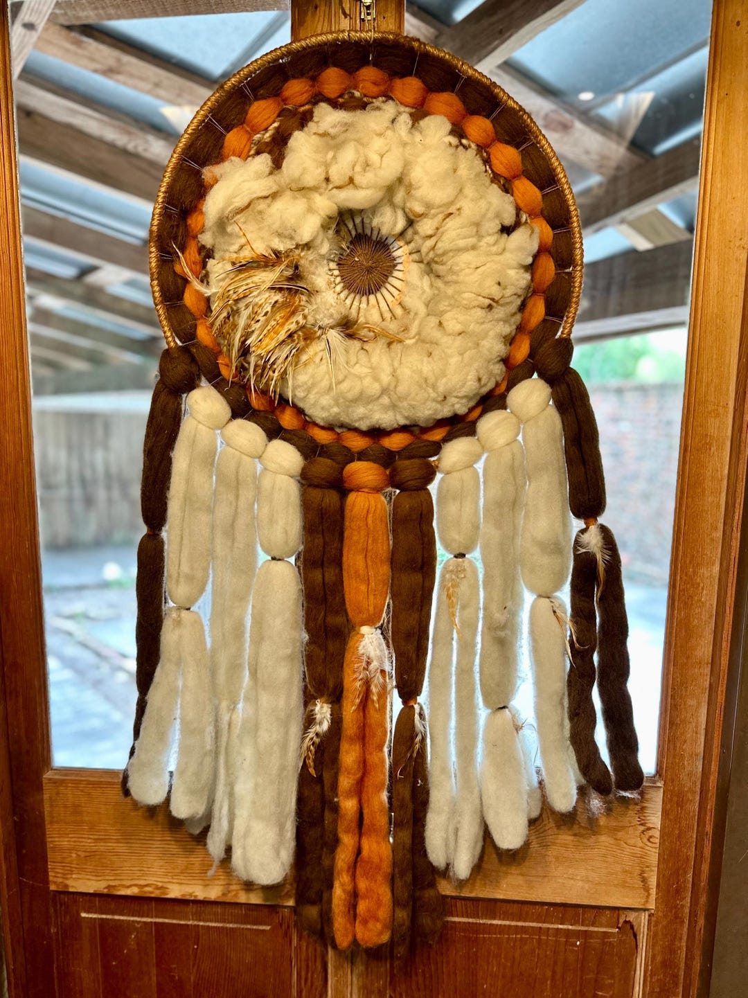 Vintage Native American MANDELLA mandala DREAM CATCHER Huge Wool and ...
