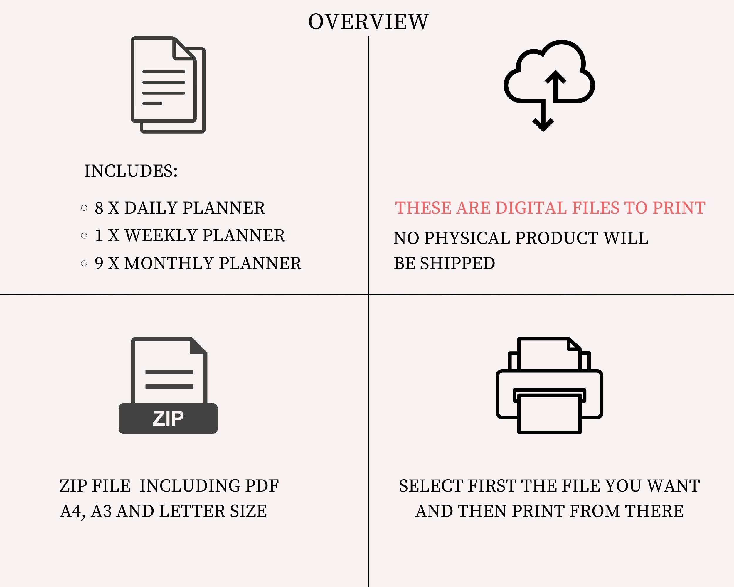 Daily Planner Printable 24 Hour Planner Weekly Planner, Monthly Planner ...