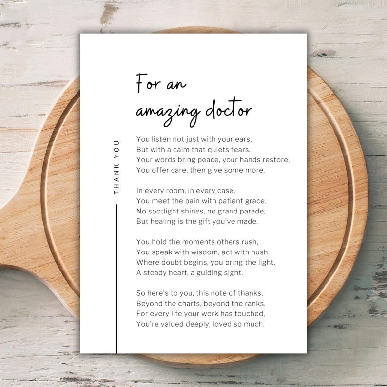 Doctor Thank You Card Printable: Appreciation Gift for Medical Staff ...