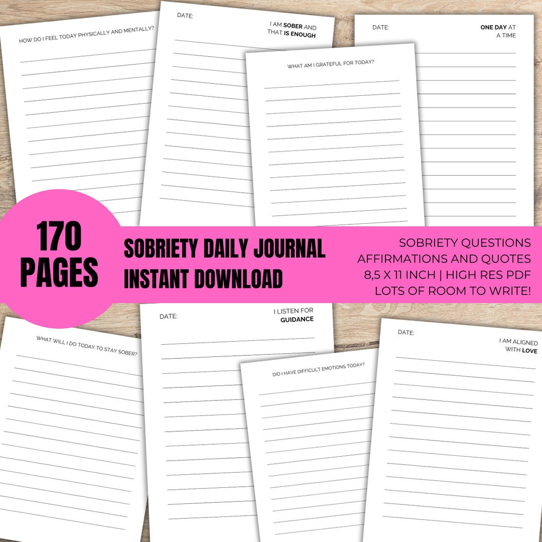 Soberheid Daily Journal Printable: Addiction Recovery Tracker & Sober ...
