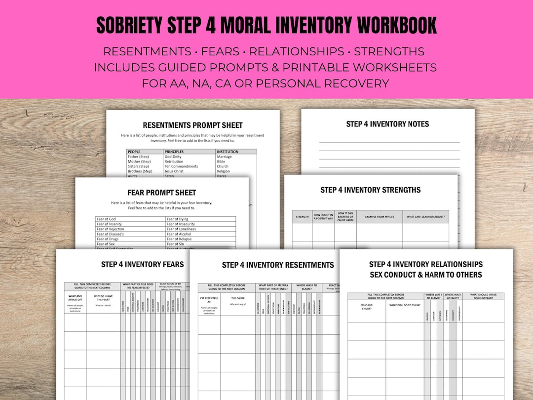 Sobriety Step 4 Inventory Worksheets – Addiction Recovery (printable ...