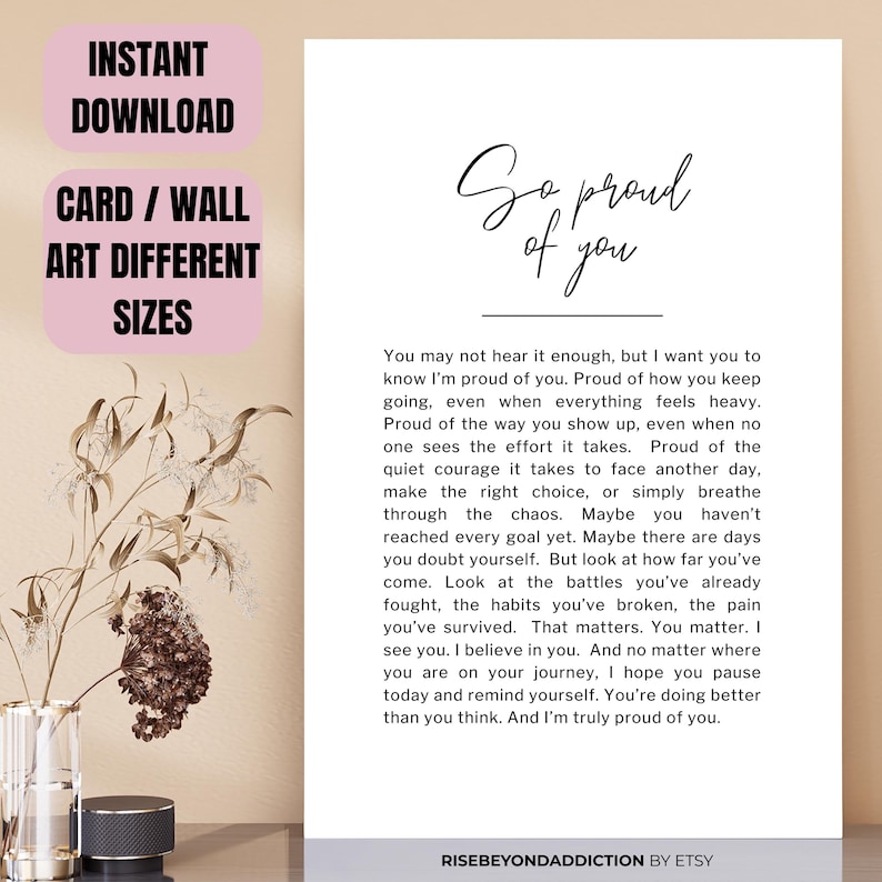 Proud of You Card Printable, Inspirational Congratulations Card, Just ...