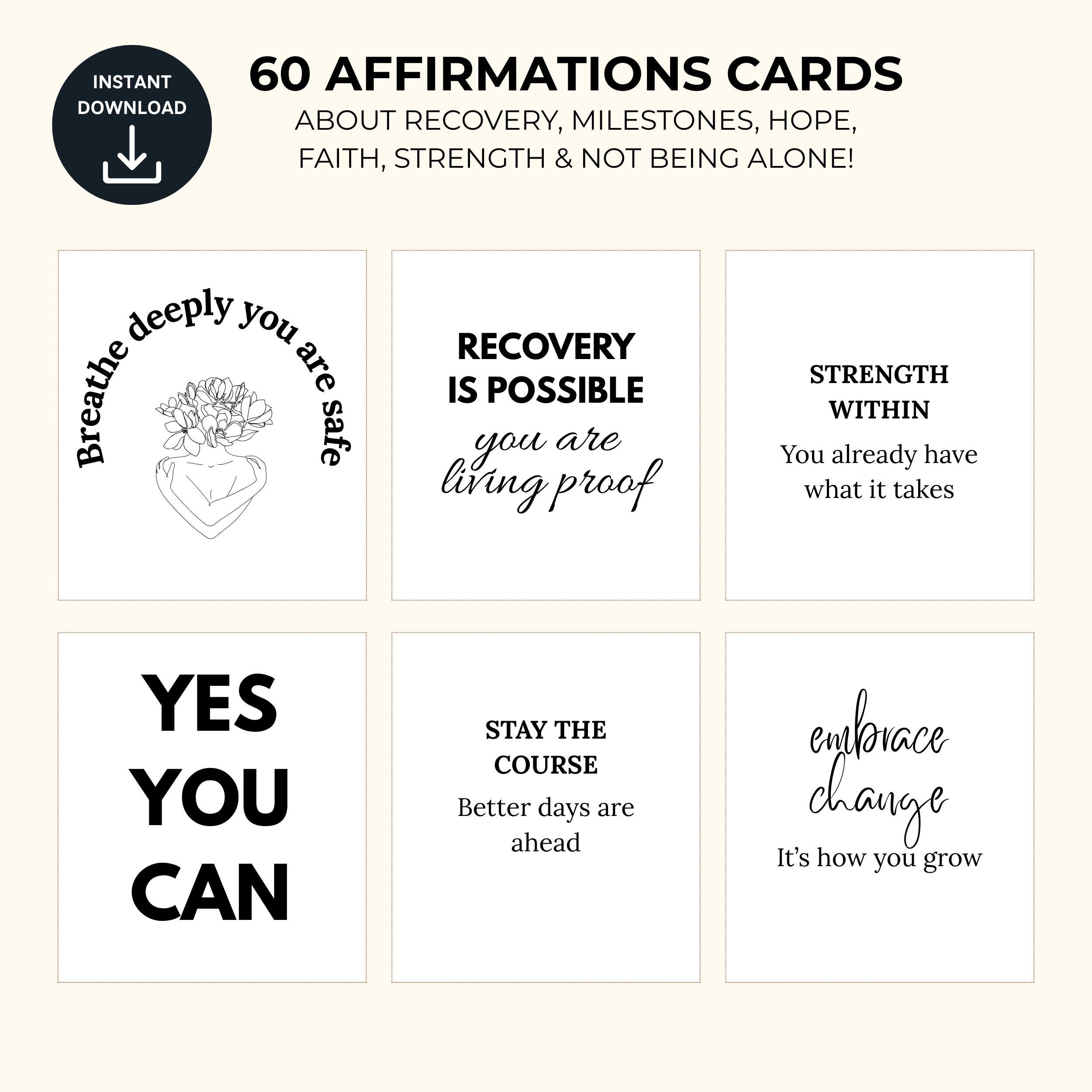 Recovery Affirmation Card Printable – Encouraging Quote for Addiction ...