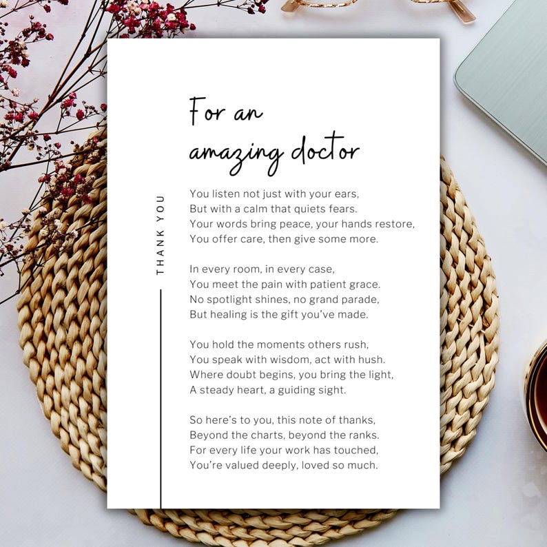 Doctor Thank You Card Printable: Appreciation Gift for Medical Staff ...