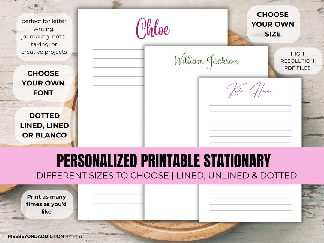Personalised Notepad With Name Printable, Custom Stationery Gift for ...