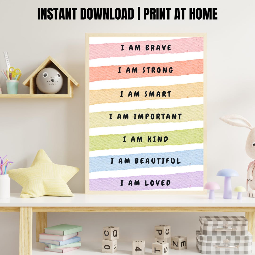 Affirmations for Kids, Classroom Posters, I Am Affirmations, Playroom ...