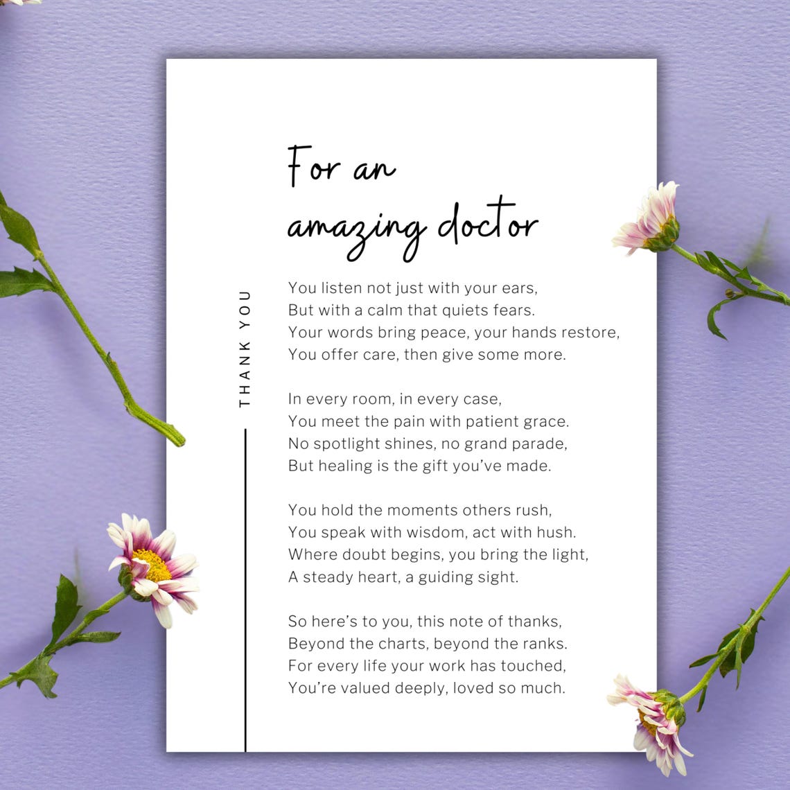 Doctor Thank You Card Printable: Appreciation Gift for Medical Staff ...