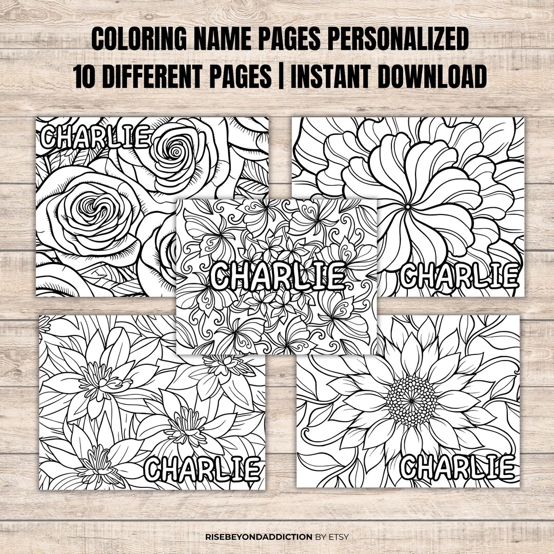 Personalized Name Coloring Pages: Floral Designs for Adults & Kids ...