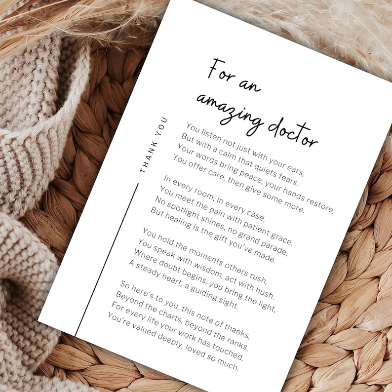 Doctor Thank You Card Printable: Appreciation Gift for Medical Staff ...