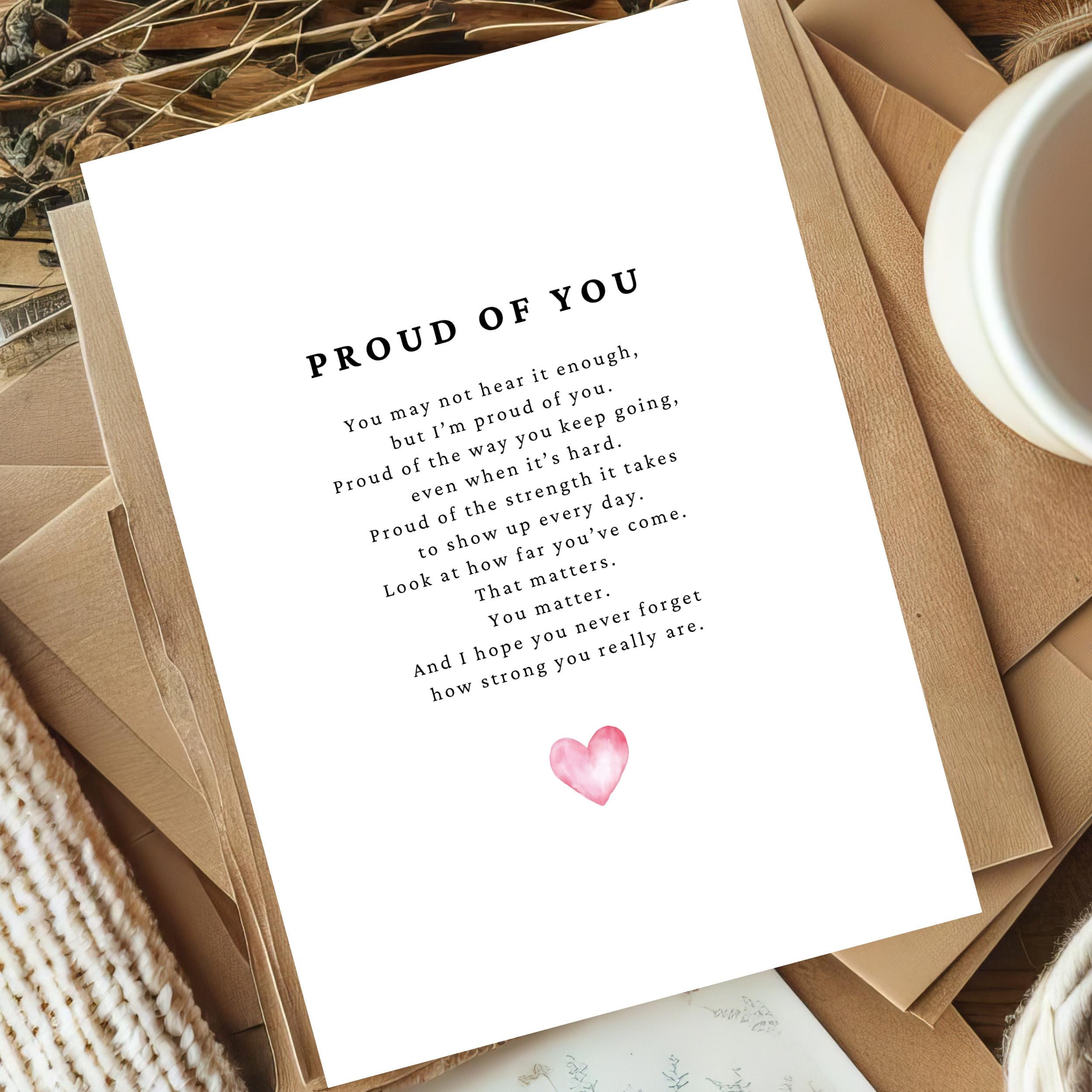Proud of You Printable: Inspirational Congratulations Gift (PDF ...