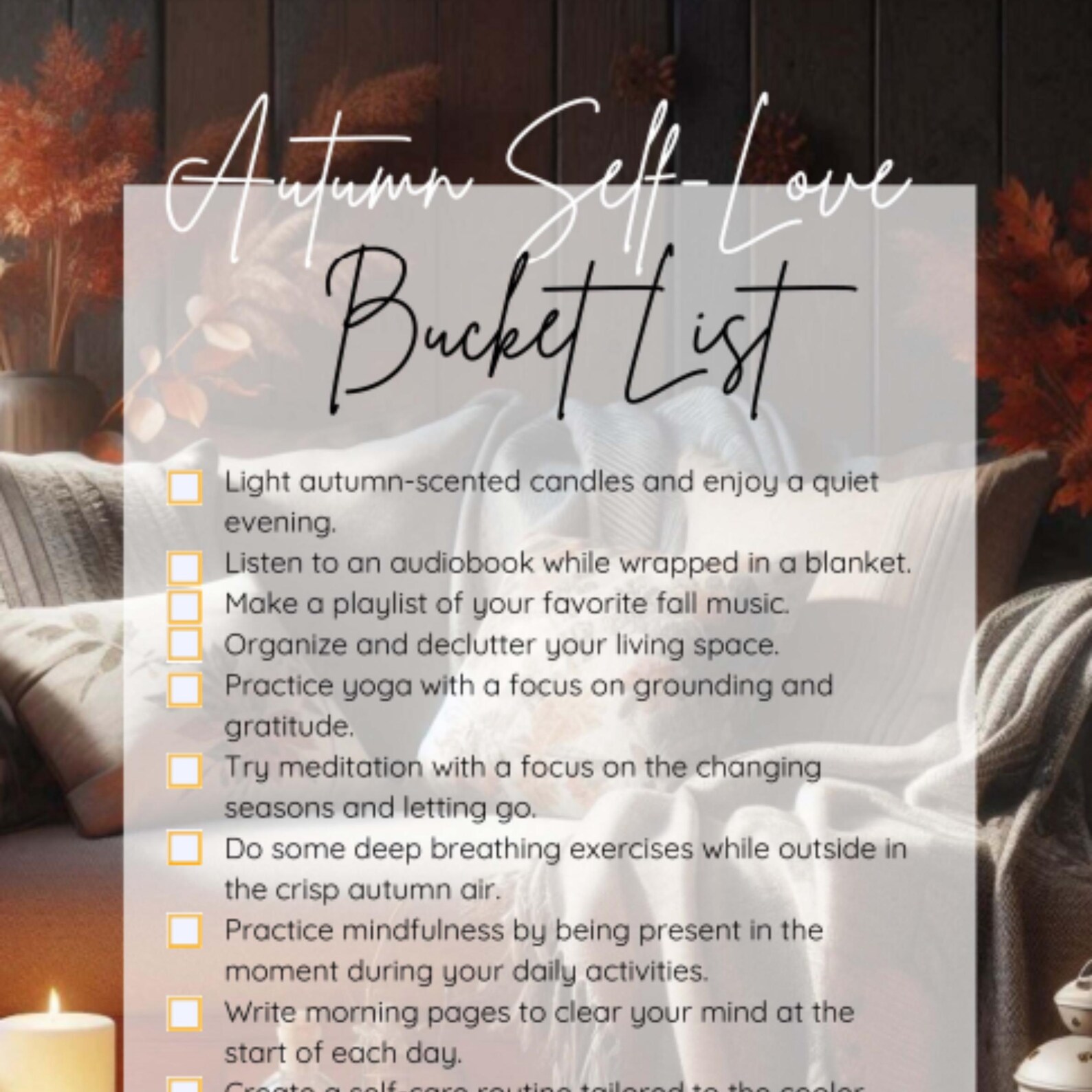 Autumn Self-love Bucket List Ebook Interactive PDF 65 Steps to Have an ...