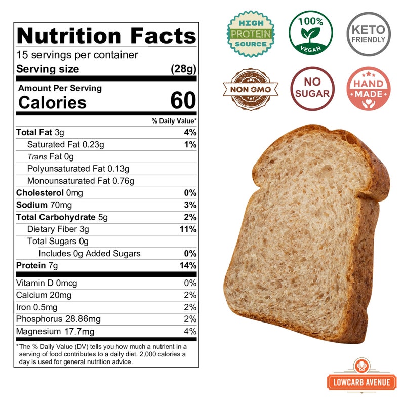Dr. B's Wilbur Five Flour Multigrain Bread – 1g Net Carbs, 7g Protein ...