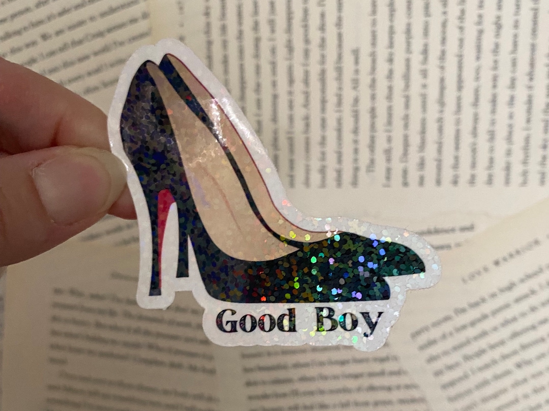GOOD BOY STICKER | Black High Heels Good Boy Holographic Kindle Sticker ...