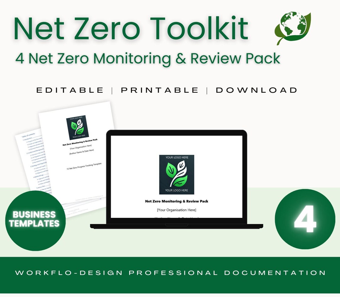 Net Zero Monitoring & Review Pack | Progress Tracking Tools for UK ...