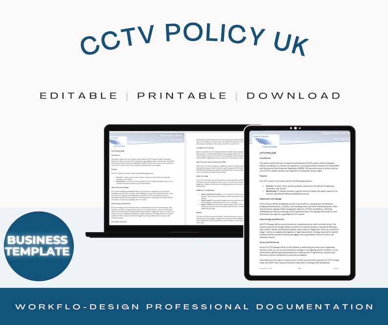 Comprehensive UK CCTV Policy Template | GDPR & Data Protection Act 2018 ...
