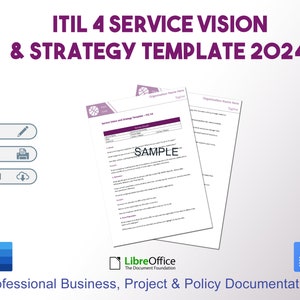 ITIL V4 Service Vision and Strategy Template, Editable Printable ...