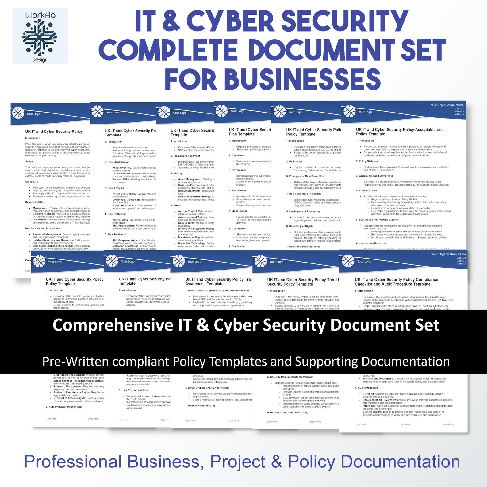 IT & Cyber Security Policy Comprehensive Document Templates Huge Set ...