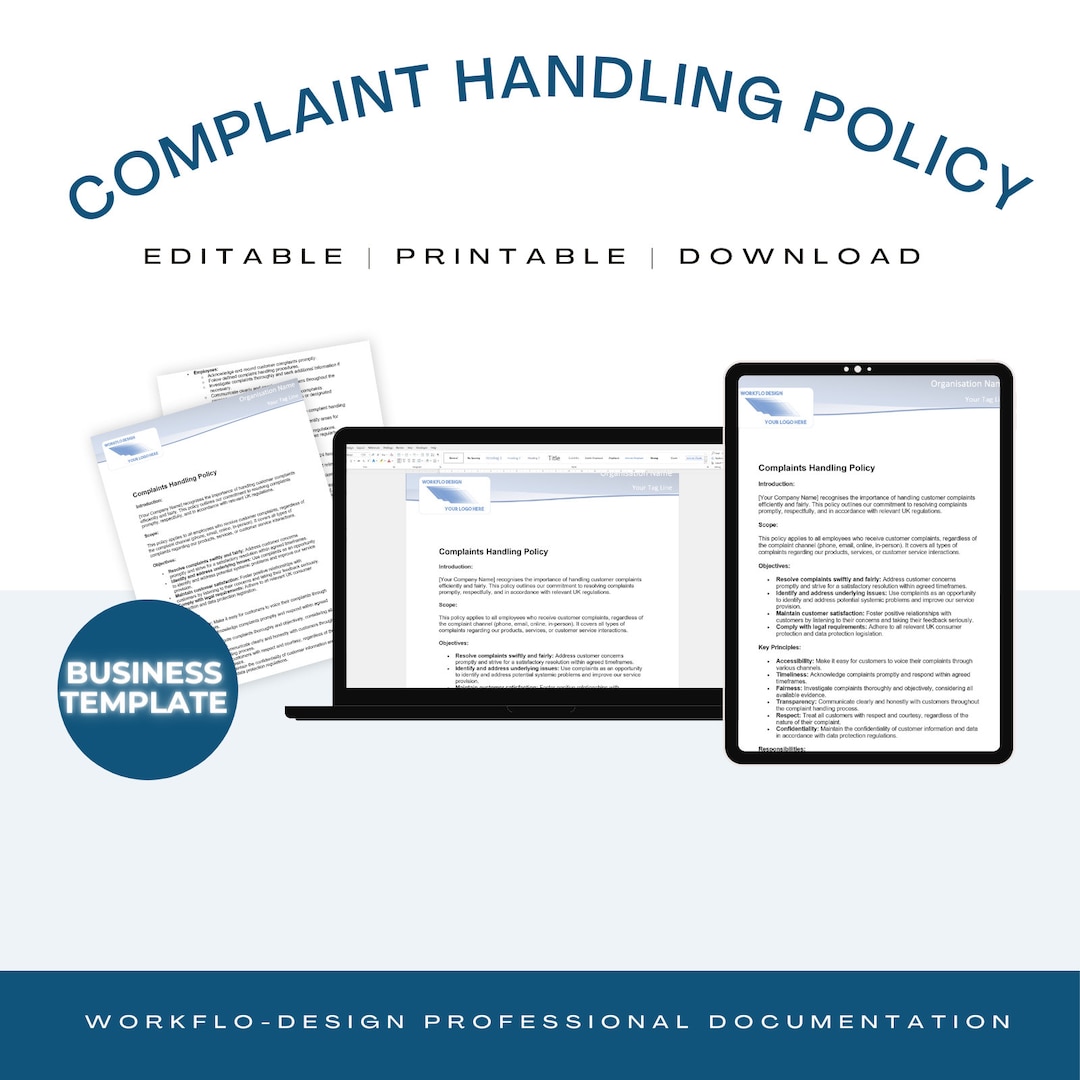 Complaints Handling Policy Template Editable Content Instant Download ...