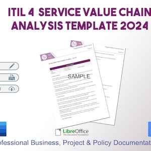ITIL V4 Service Value Chain Analysis Template Digital, Editable in MS ...