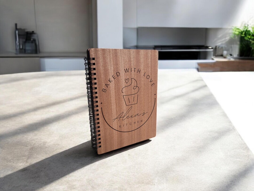 Engraved Wood Spiral Recipe Book | Custom Cookbook for Mom ...
