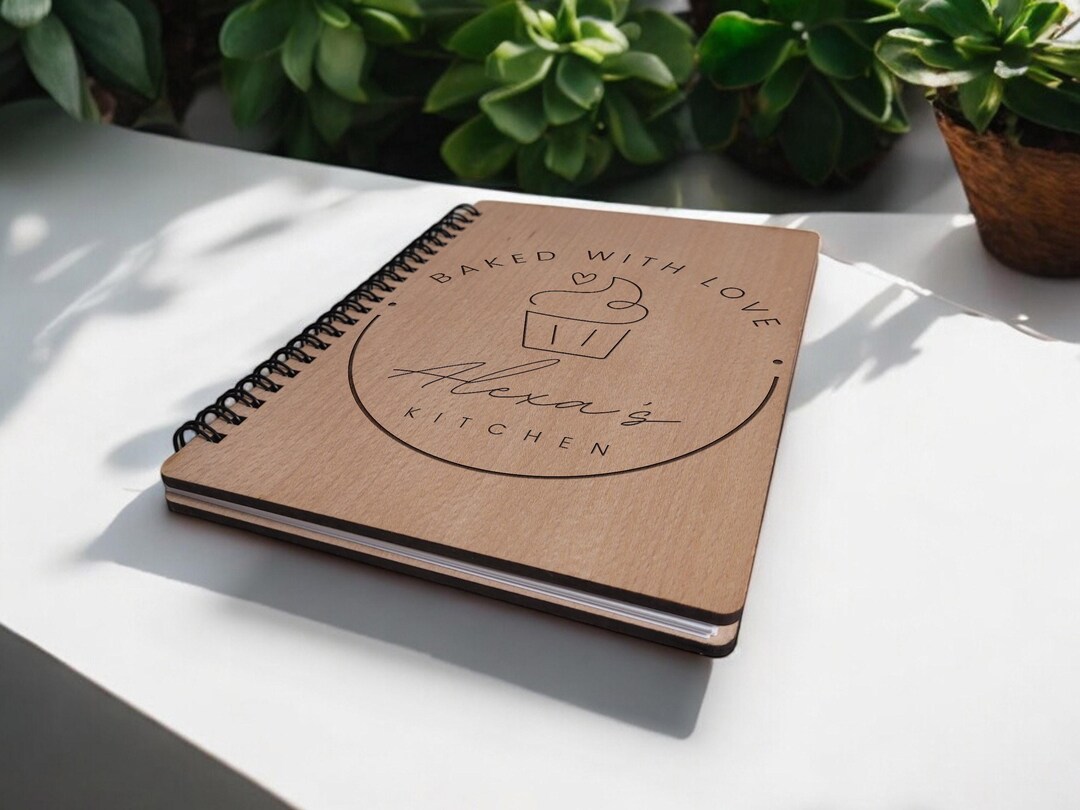 Custom Wood Spiral Recipe Notebook Book | Personalized Gift for Mom ...