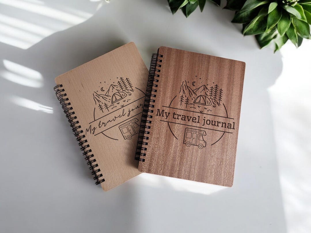 Personalized Wood Spiral Travel Journal Blank/lined Adventure Book Gift ...