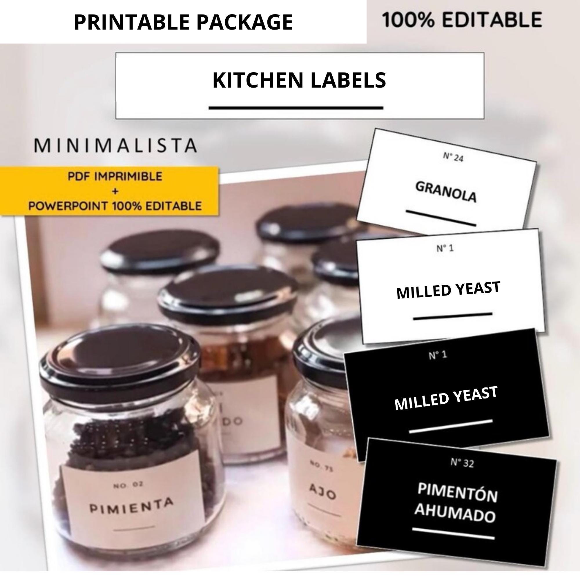 Printable Spice Jar Labels | Minimalist Kitchen Labels | Editable ...