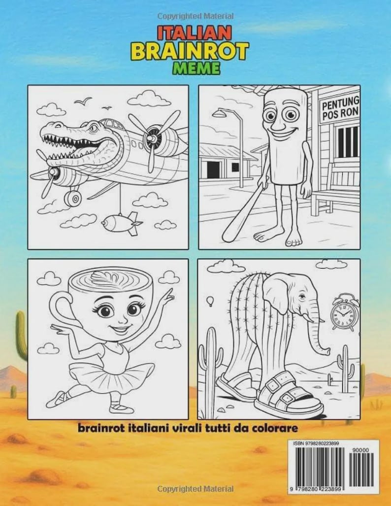 Brainrot Italian Animals Coloring Book – TikTok Viral Meme, Funny ...