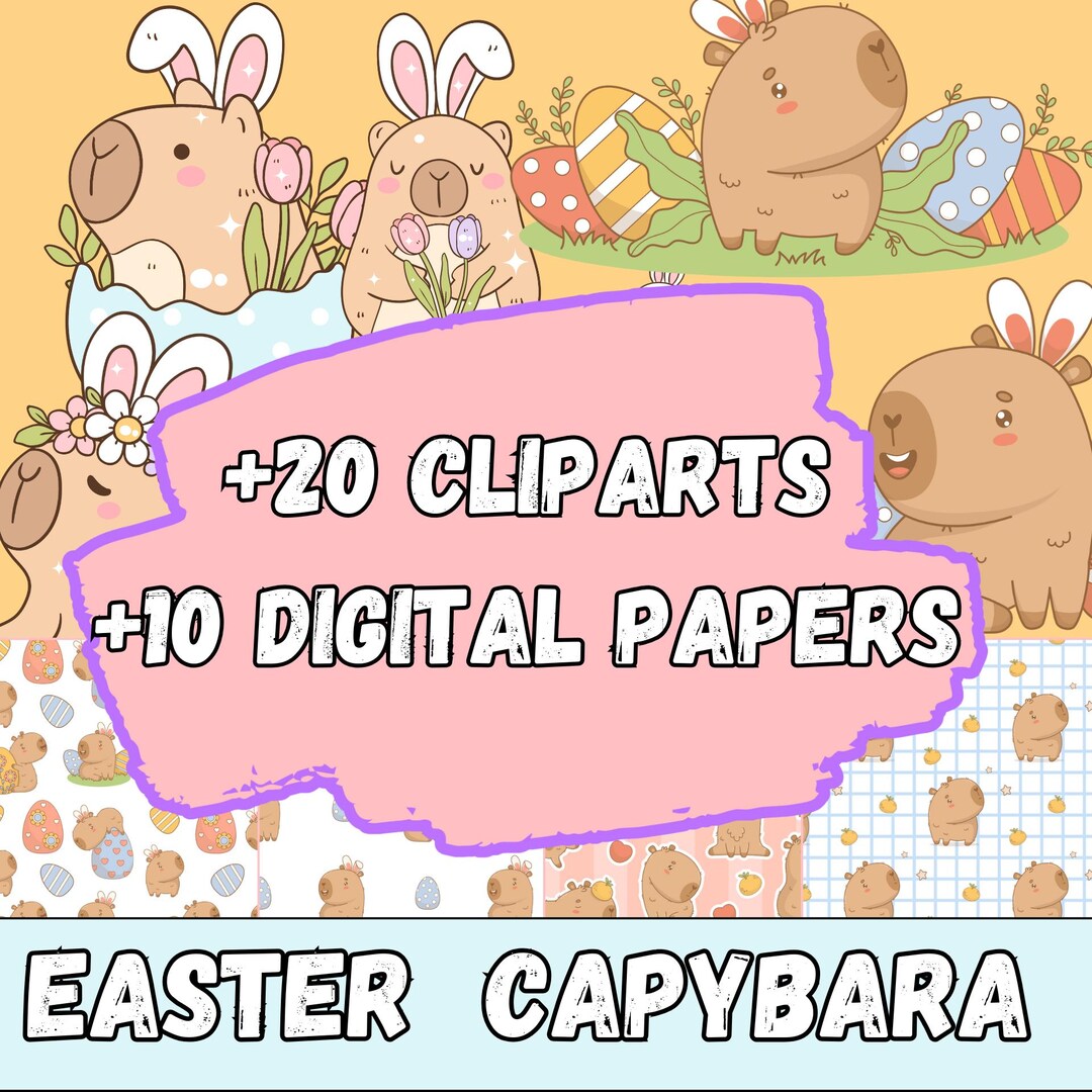 Easter Capybara 20 Clipart Bundle PNG Hoppy Groovy Capybara Spring ...