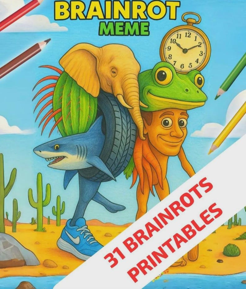 Tralalero Tralala Brainrot Coloring Pages for Kids – Digital Download ...