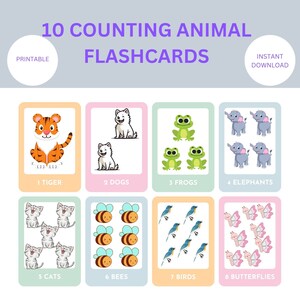 Animal Counting Flashcards Instant Download Printable PDF File Learn ...