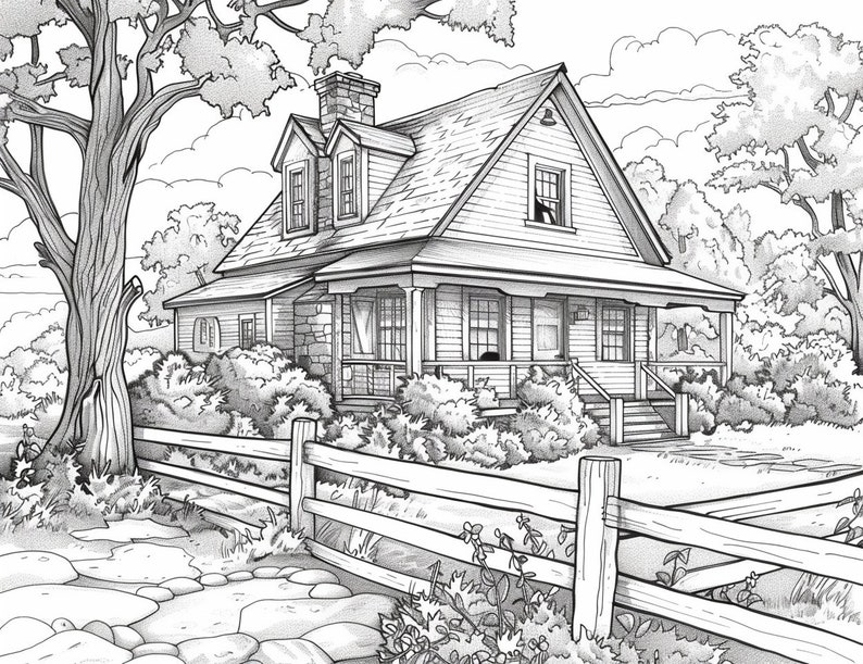 Printable Colouring Pages, Instant Download, 8 Pages Nostalgic Cozy ...