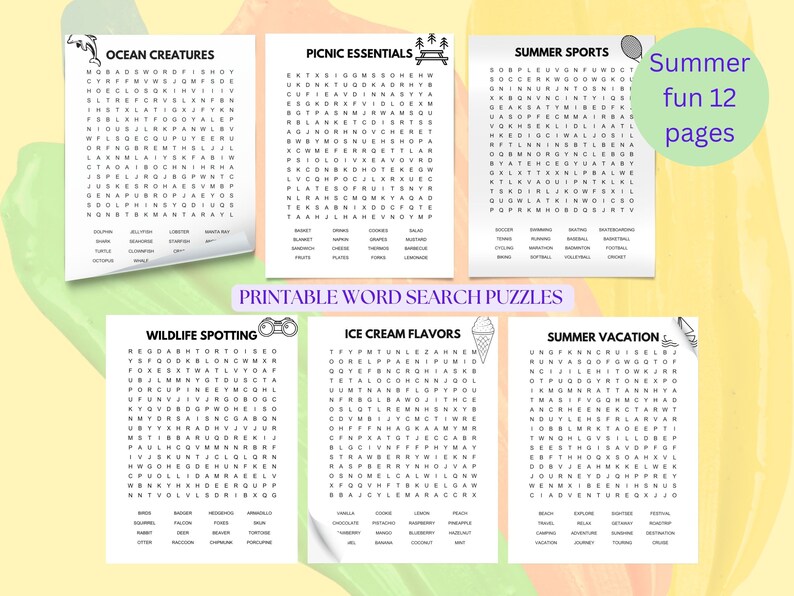 Word Search Puzzles, Summer Themed Activity Book, Word Search Puzzle ...
