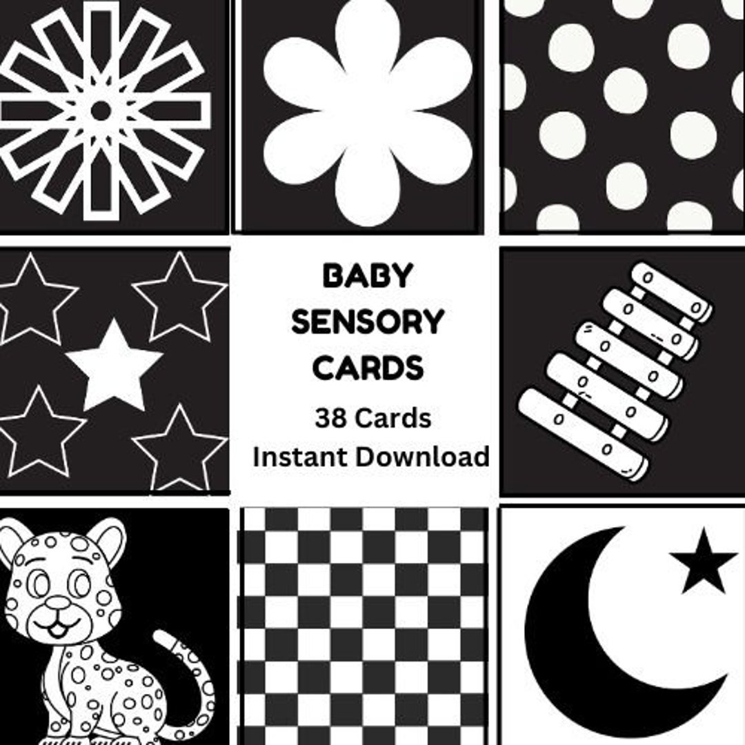 Digital Baby Sensory Cards Printable, Flashcards, Newborn, Visual ...