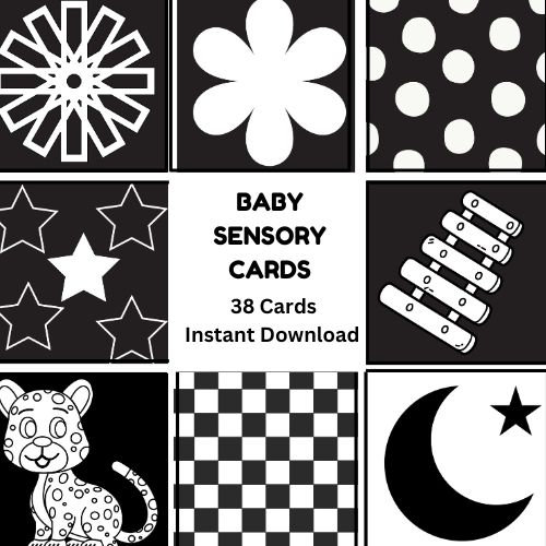 Digital Baby Sensory Cards Printable, Flashcards, Newborn, Visual ...