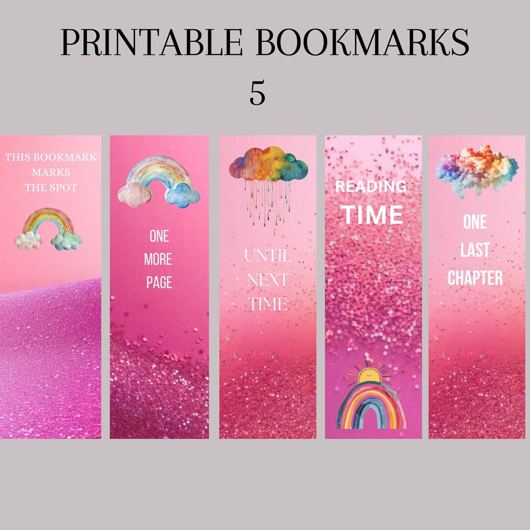 Printable Bookmarks Bright 300 DPI Digital Printable 5 Bookmarks Reader ...