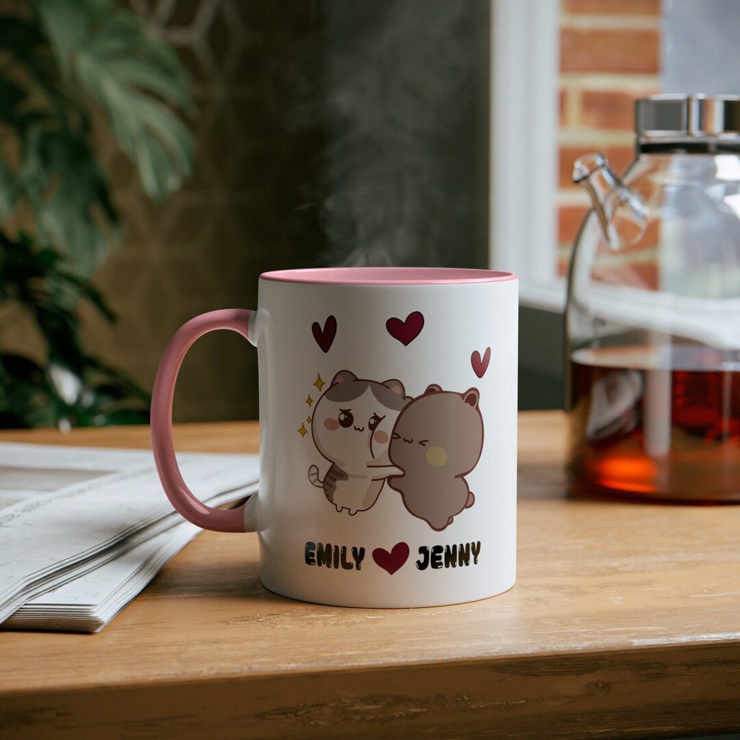 Personalized Couple Gifted for Girlfriend Mug, Customize Nameful Heart ...